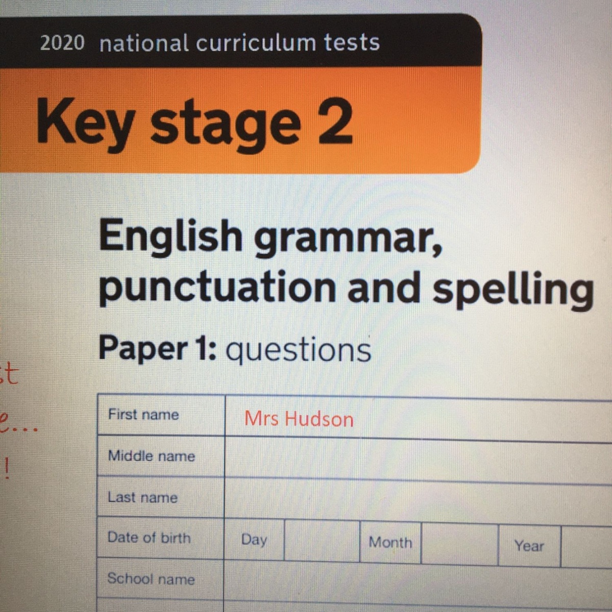 Brockenhurst C of E Primary School - Yr 6 - 11th May - SATS message
